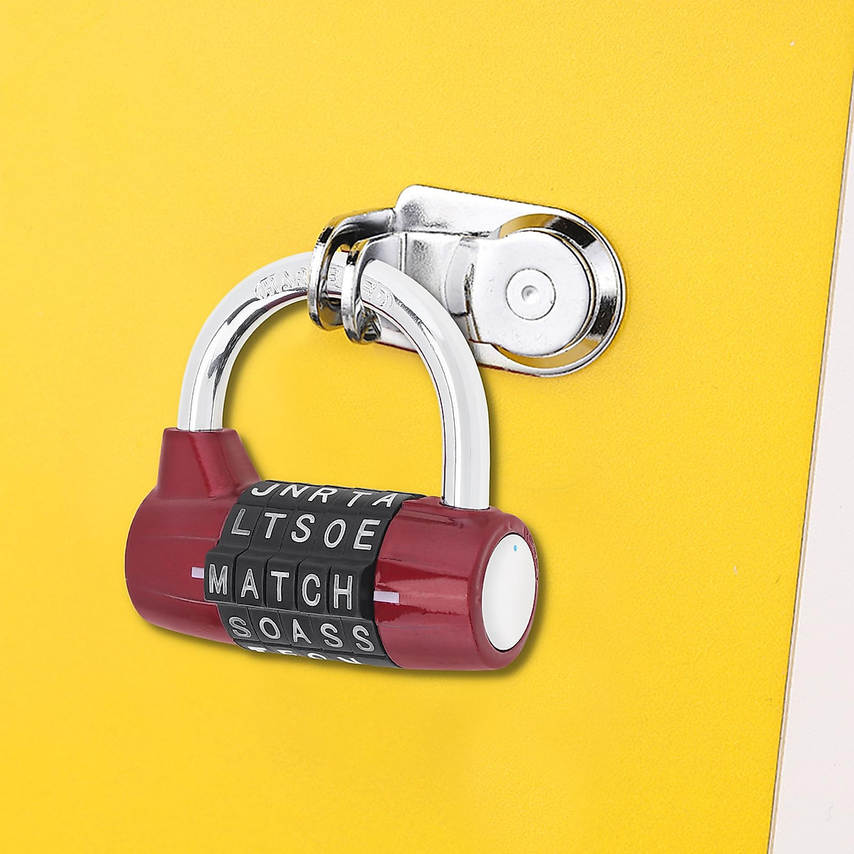 HOJLKLD Gym Locker Lock 5 Letter Word Lock Safety Padlock Combination Lock for School Gym Locker,Sports Locker,Fence,Toolbox,Case,Hasp Storage (Red)