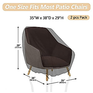 Patio Chair Cover for Outdoor Furniture Waterproof, Patio Deep Seat Cover, 600D Heavy Outdoor Lawn Chair Covers Fit Up to 35" W x 39" D x 31" H, Black, 2 Pack