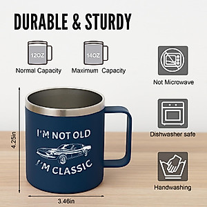NOWWISH Christmas Gifts for Men, Retirement Gifts for Him, Funny Birthday Gifts for Husband, Grandpa, Dad Coffee Mug on Fathers Day (14oz, Navy Blue)