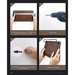 Emibele Sunglass Organizer Wall Key Holder, Decorative Wood Wall Jewelry Organizer Glasses and Sunglass Holder Display with 5 Hooks Key Rack Hanging Eyeglass Storage for Entryway Living Room, Walnut