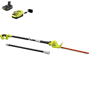 RYOBI ONE+ 18V 18 in. Cordless Battery Pole Hedge Trimmer with 2.0 Ah Battery and Charger