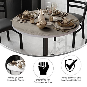 Flash Furniture 36" Round Table Reversible Laminate Top, White/Gray