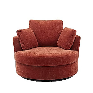 360° Swivel Accent Barrel Chair with 3 Pillows Furniture Set,Upholstered Oversized Leisure Round Loveseat Recliner Cozy Club Sofa Chaise Lounge Circle Armchair for Living Room/Hotel/Nursery/Office