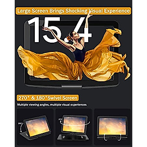 WONNIE 17.9’’ Large Portable DVD/CD Player with 6 Hrs 5000mAH Rechargeable Battery, 15.4‘’ Swivel Screen，1366x768 HD LCD TFT, Regions Free, Support USB/SD Card/ Sync TV , High Volume Speaker