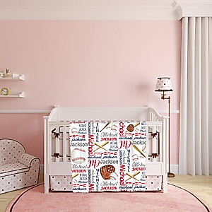 Personalized Baseball Baby Blankets with Name - Monogram Baseball Sports Blanket - Baseball Fan Personalized Baby Blanket - Custom Baby Name Monogrammed Blanket for Infant Newborn