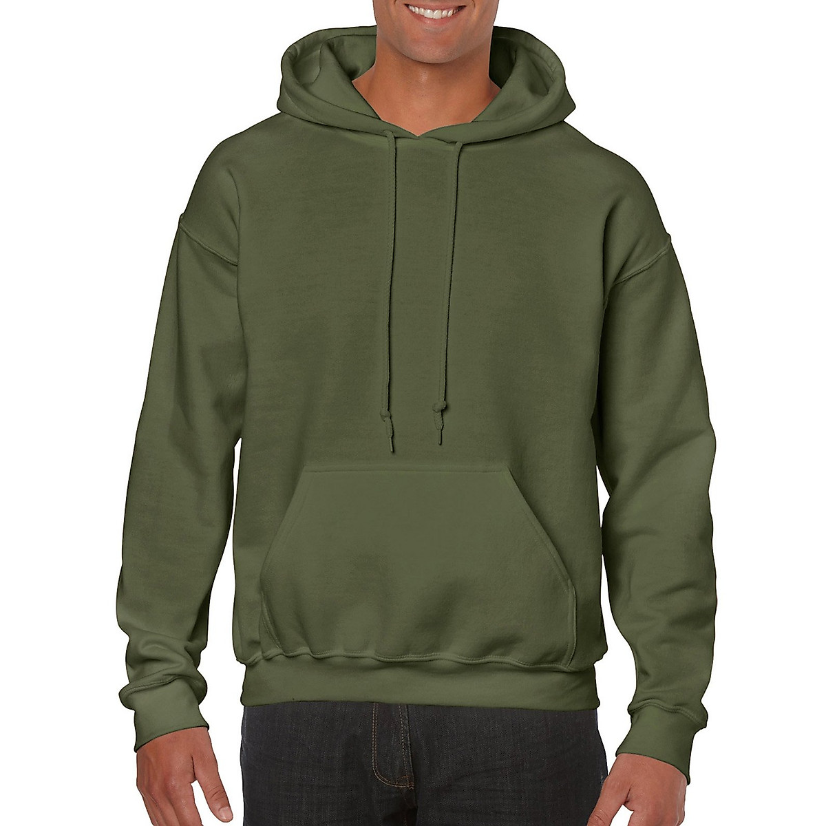Gildan Blank Hoodie - Hooded Sweatshirt - Unisex Style 18500 Adult Pullover Military Green
