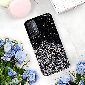 Compatible with Realme 7 Pro Case Clear Glitter Sparkly Phone Case Shockproof Realme 7 Pro Cases Silicone Cute Slim Protective Case (Realme 7 Pro, Black)