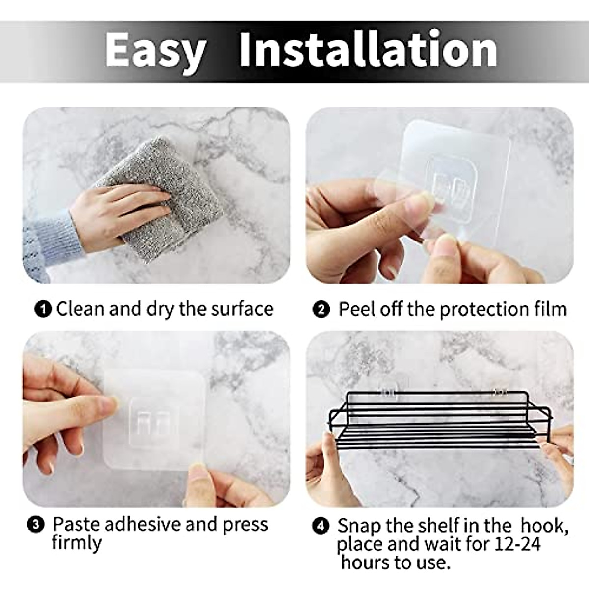 GIVIMO Shower Caddy with Powerful Adhesive No Drilling Shower Shelves Wall Mounted Shower Organizer Black Bathroom Shower Rack Perfect Shower Caddy Shelf for Your Daily Use