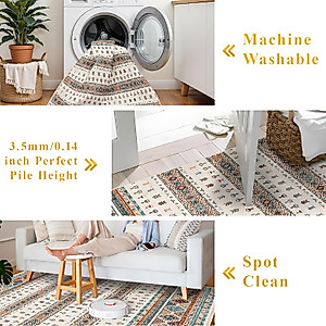 2x3 Washable Entryway Area Rugs: Modern Moroccan Entrance Non-Slip Rug Farmhouse Bedroom Kitchen Bathroom Soft Low Pile Carpet Thin Door Mat for Laudry Hallway Nursery 2x3 Blue/Beige/Multi