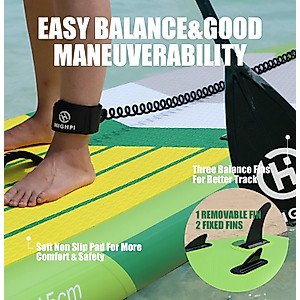 Highpi Inflatable Stand Up Paddle Boards, 10'6''x31''x6'' SUP with Accessories Backpack Anti-Slip Deck, Leash, Adjustable Paddle and Hand Pump, Waterproof Bag, Standing Boat for Youth & Adult