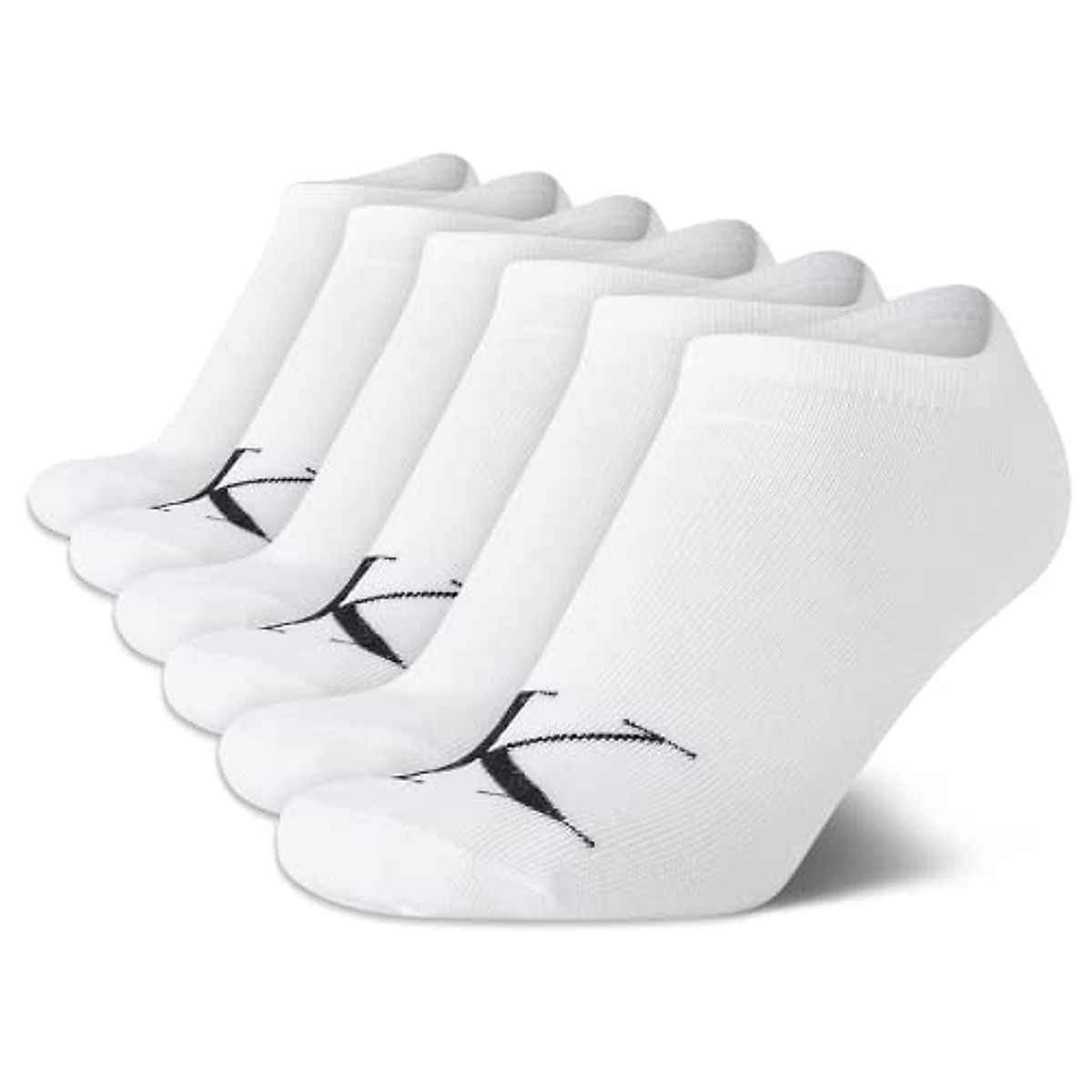 Calvin Klein Women’s Socks – Cushion No Show Socks (6 Pack), Size 4-10, White Monogram
