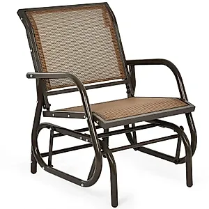 UYSB Outdoor Single Swing Glider Rocking Chair Armrest Garden Porch Backyard Brown Chair Rocking Chair Rocker Chair Rocker Camp Chair Rocker Recliner Rocking Camp Chair Rocking Chairs