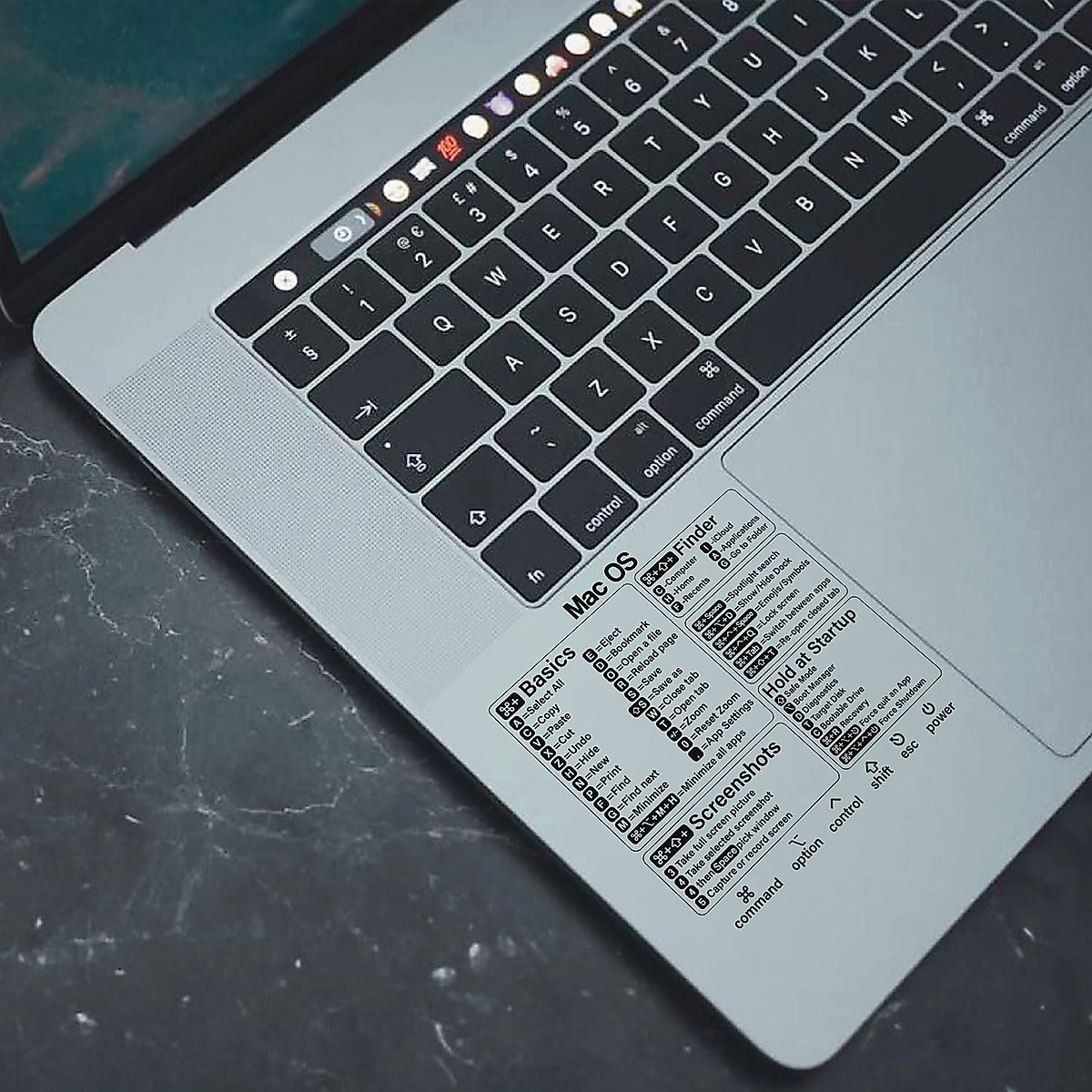 2 Pieces Mac OS Shortcuts Sticker (M1+Intel), Laptop Keyboard Shortcuts Stickers for MacBook, Compatible with 13-16 Inch MacBook Air/Pro (2 Pieces)