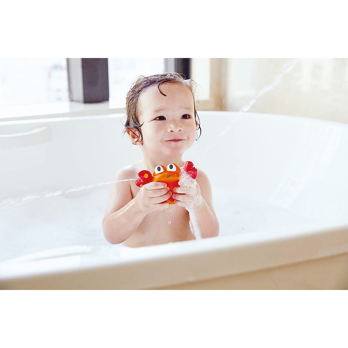 Hape Rock Pool Squirters | Colorful Baby & Toddler Bath Toys, Silicone and Non-Toxic Set, Water Spouting and Suction Crab & Fish