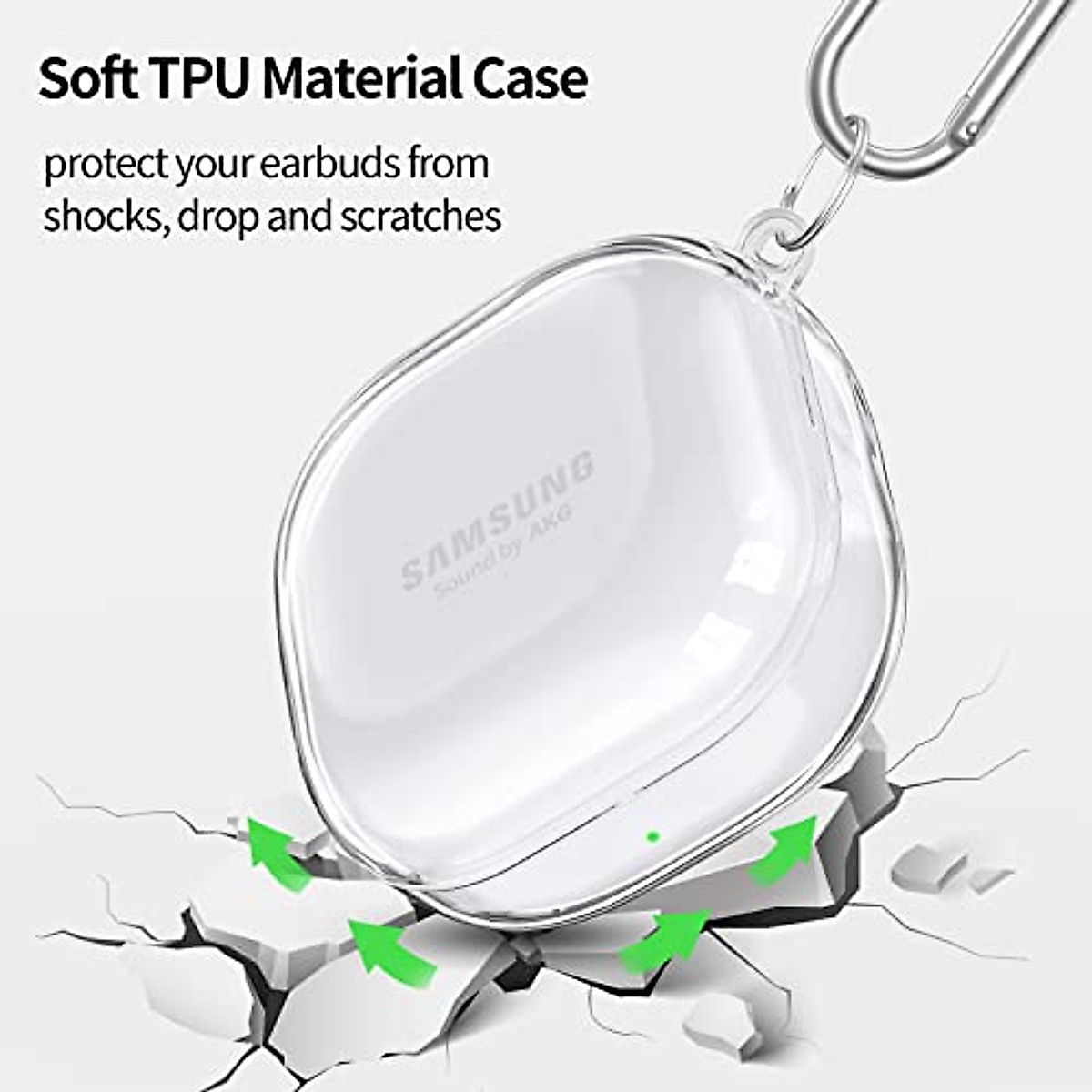 AIRSPO Clear Case Compatible with Samsung Galaxy Buds 2 Pro/ Galaxy Buds 2/ Galaxy Buds Pro/ Galaxy Buds Live Case Transparent Case Cover (Clear)