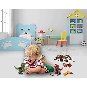 Pop A Giggle Take Apart Dinosaur Toys for Kids 3-5, Dino Toy with Electric Drill for 3 4 5 6 7-Year-Old Boys, Stem Educational Learning Building T-Rex Dino for Birthday Gifts