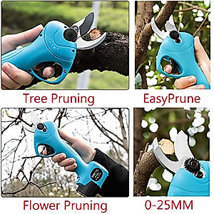 Vrseis Cordless Pruning Shears Electric Secateur Lithium Battery Powered Electric Garden Scissors 25mm Max Diameter Rechargeable for Hedge, Bush, Orchard (Size : 2.5x1xBattery)