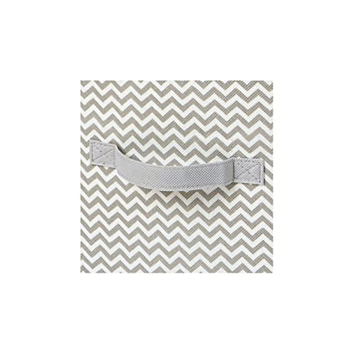 mDesign Large Soft Fabric Closet, Home Storage Organizer Cube Bin Box, Front Handle - Storage for Closet, Bedroom, Furniture Shelving Units - Chevron Zig-Zag Print, 12.75" High, 4 Pack - Taupe/Natural