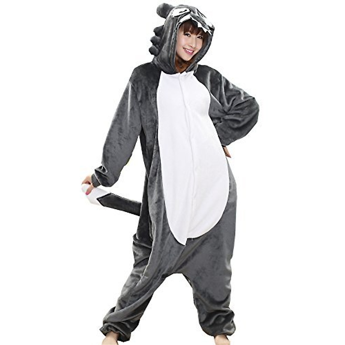 MizHome Wolf One-Piece Kigurumi Pajamas Anime Costume Cosplay Sleepsuit XL Grey