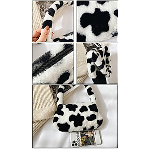 Girls Women Shoulder Clutch Purse Underarm Bag Fluffy Fuzzy Faux Fur Mini Cute Tote Handbag