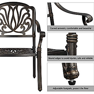Yaheetech Cast Aluminum Dining Chairs Set of 2, Stackable Patio Dining Chairs Patio Furniture for Garden Deck Antique, Bronze