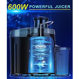 Juicer Machine, 600W Juicer with 3.5” Wide Mouth for Whole Fruits and Veg, Juice Extractor with 3 Speeds, BPA Free, Easy to Clean, Compact Centrifugal Juicer Anti-drip