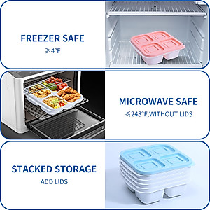 AQSXO Bento Snack Food Containers, Divided Food Storage with Lids for Travel, Reusable Meal Prep Lunch Containers 5 Pcs.