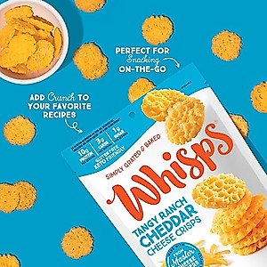 Whisps Cheese Crisps Tangy Ranch | Protein Chips | Healthy Snacks | Protein Snacks, Gluten Free, High Protein, Low Carb Keto Food (2.12 Oz, 6 Pack)