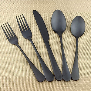 puzhlerMatte black 8-piece 304 Stainless Steel Salad Forks Dessert Forks Set, Dishwasher Safe, 6.7 Inches