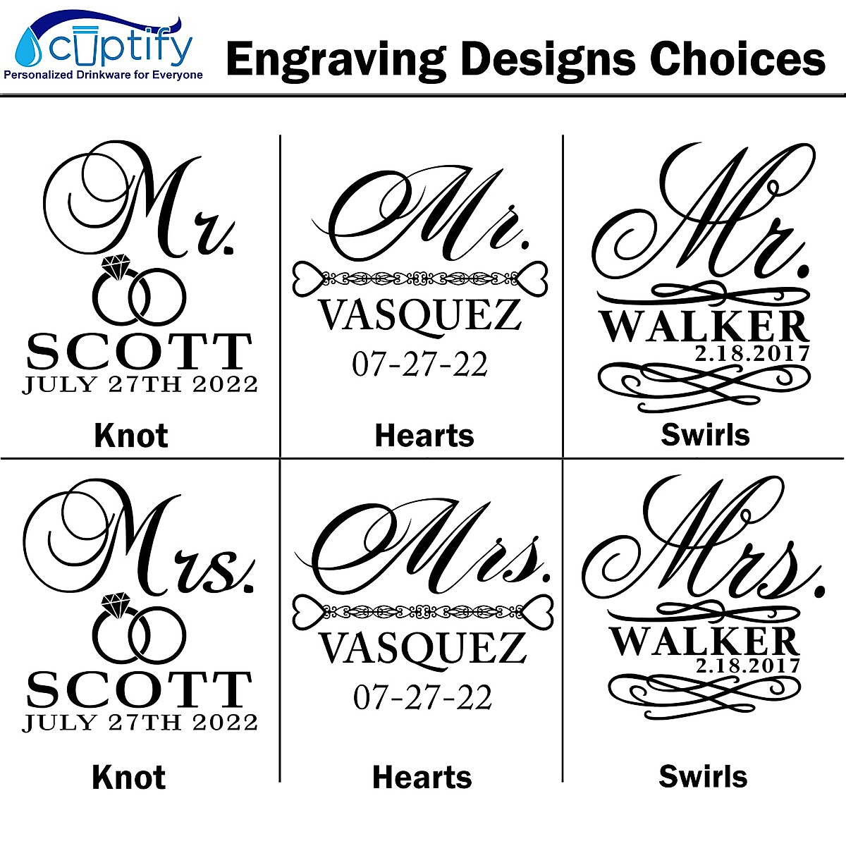 Personalized Mr and Mrs Shot Glasses 2oz Set Black Bottom Custom Engraved for Couples, Wife and Husband, Fiance and Fiancee, Bride and Groom at Wedding Party, Anniversary and Engagements