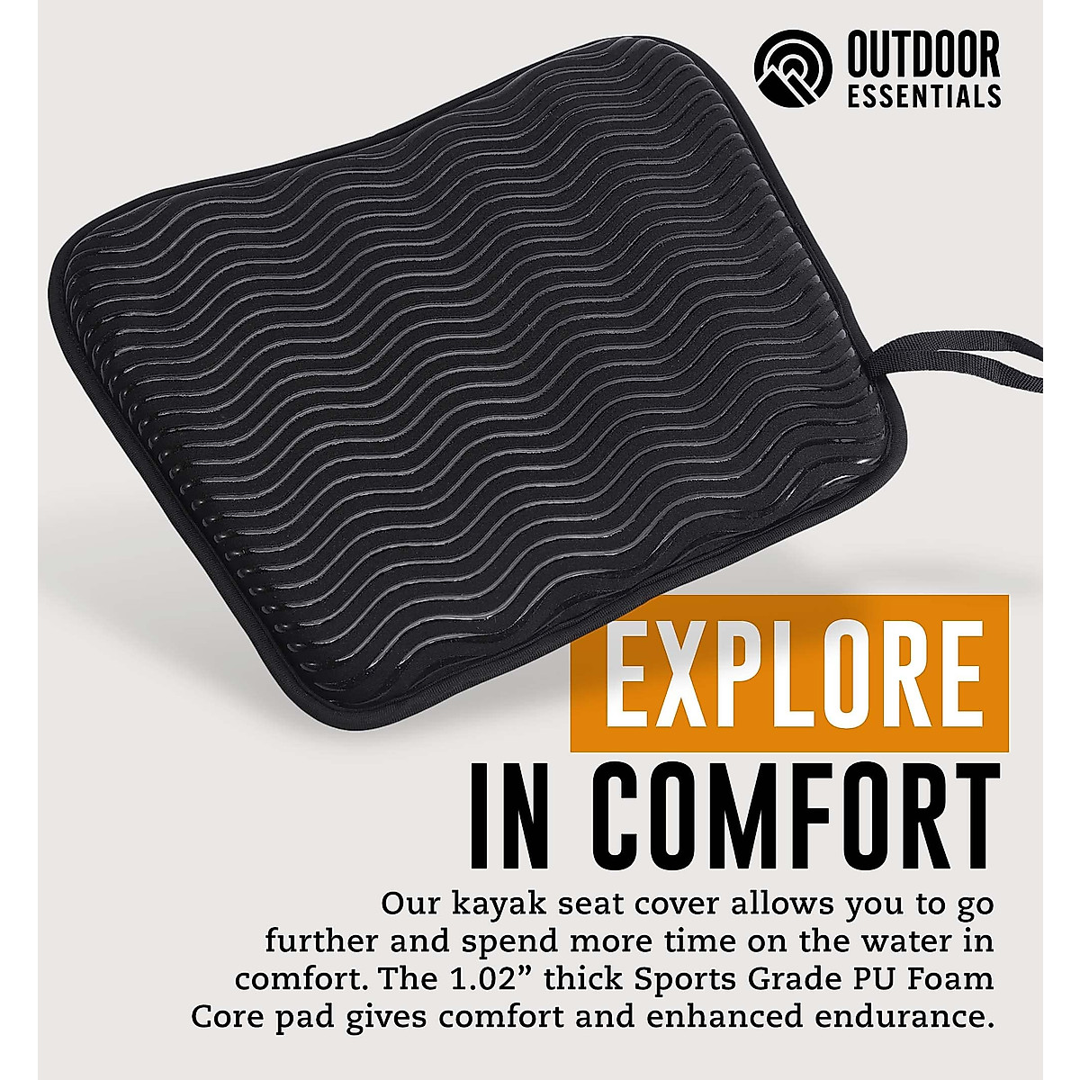 OutdoorEssentials Kayak Seat Cushion, Seat Pad - Kayak Cushion Seat Waterproof - Anti Slip Kayak Gel Seat Cushion & Kayak Seat Bottom - Black