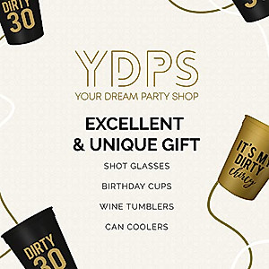 Dirty Thirty, 30th Birthday Party Cups and 1 Gold "It's My Dirty 30" cups, Set of 12, 16oz Black and Gold 30th Birthday Stadium Cups, Perfect for Birthday Parties,Birthday Decorations!