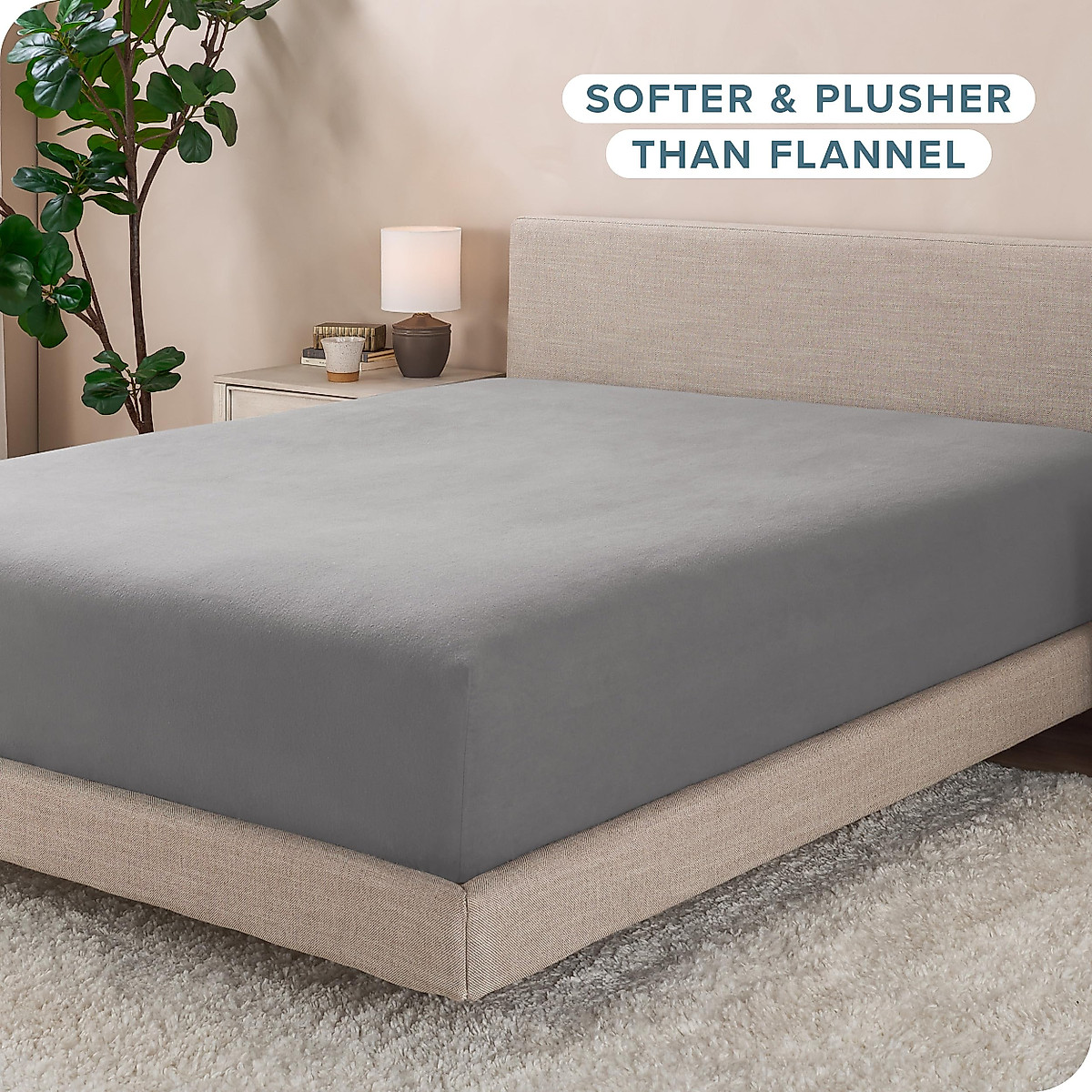 Bare Home Super Soft Fleece Fitted Sheet - Twin Size - Extra Plush Polar Fleece, No-Pilling - Deep Pocket - All Season Cozy Warmth (Twin, Light Grey)