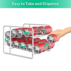 smusei Stackable Soda Can Organizer Soda Rack Holder for Pantry 4 Tier Beverage Can Dispenser Cola Storage Rack for Kitchen Cabinets Countertop, Holds 40 12oz Soda Cans or Canned Food - Matte White