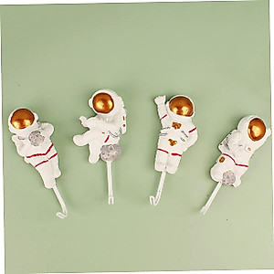 CAXUSD 3Pcs Astronaut Wall Mounted Hooks Adhesive Sticky Coat Hangers for Entryway Bathroom Room Creative Space Themed Storage Solution