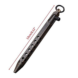 PUOSUO Six-Edge Solid Brass Pen, Bolt Action Pen EDC Pocket Pen Signature Pen Pocket Pen(Black)