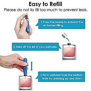 Saiveina Portable 5ml Mini Perfume Atomizer Bottles, Refillable Perfume Spray Bottle, Scent Pump Case, Empty Perfume Bottles for Travel and Outgoing(4 Pack)