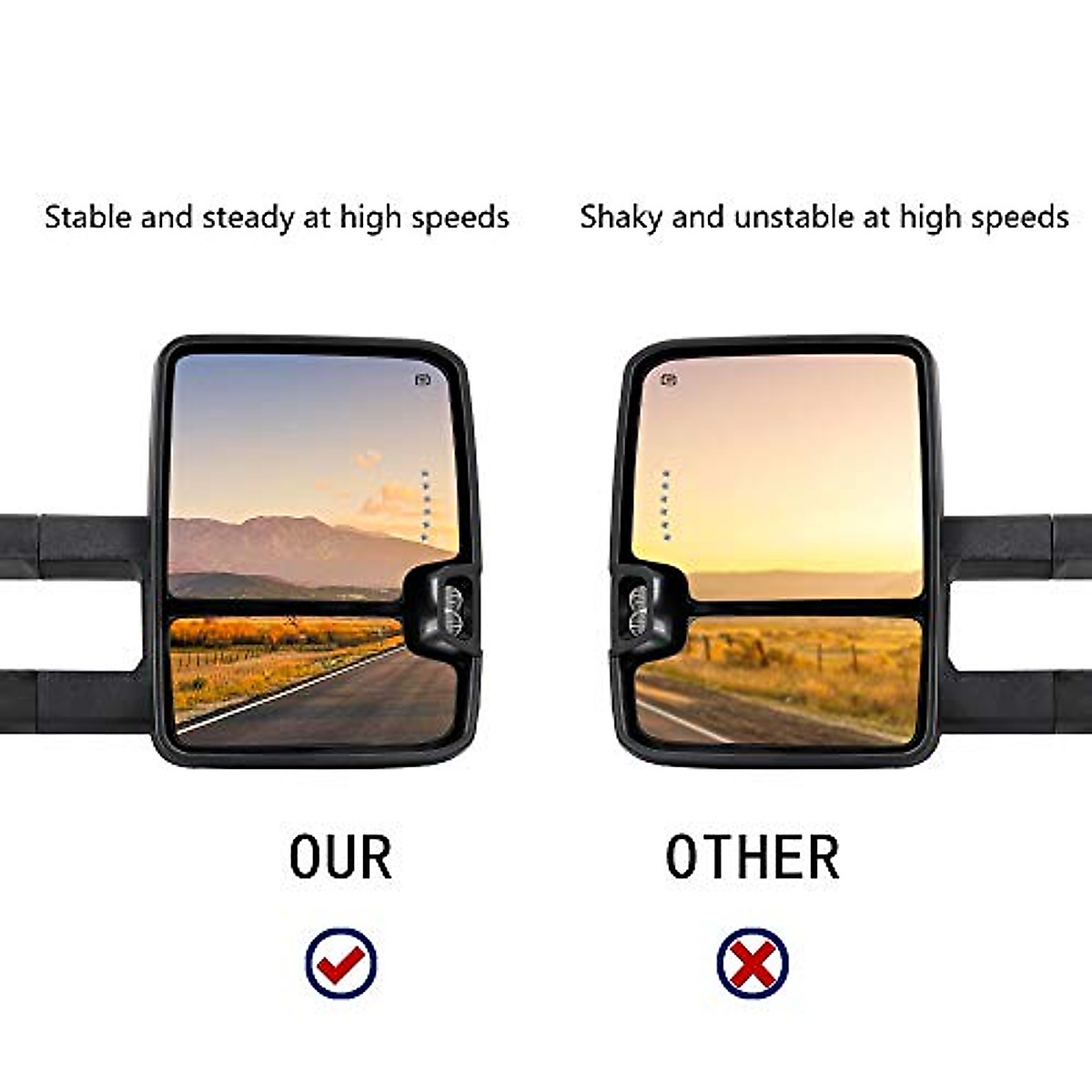 Towing Mirror for Silverado Sierra - Compatible with 1999-2002 Chevy Silverado GMC Sierra Tow Mirror with Power Adjusted Heated Glass Turn Signal Light Backup Lamp Side Mirror Extendable Pair