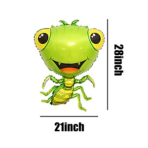 HORUIUS Insect Animal Balloons Bee Gecko Ant Mantis Foil Mylar Balloon for Baby Shower Kids' Boys Garden Insect Animals Theme Birthday Party Supplies Decorations 4PCS