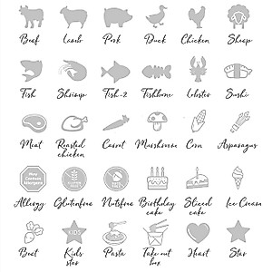 ARK Creation 50 Wedding Meal Stickers for Place Cards - Place Card Menu Choices - Wedding Meal Choice Stickers (Silver, Chicken)