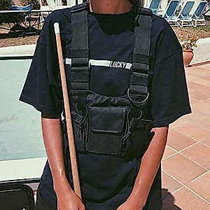 Clakllie Chest Bag Radio Chest Harness Chest Front Pack Pouch Holster Vest Rig Two Way Radio Walkie Talkie Chest Pack,Black