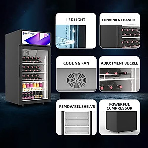 NAFCOOL Sub Zero Commercial Beverage Refrigerator Cooler, 3 Cu Ft Mini Small Undercounter Countertable Refrigerator Drink Display Fridge with Glass Door Home or Sale Used,ETL & NSF Approval, 20" Wide