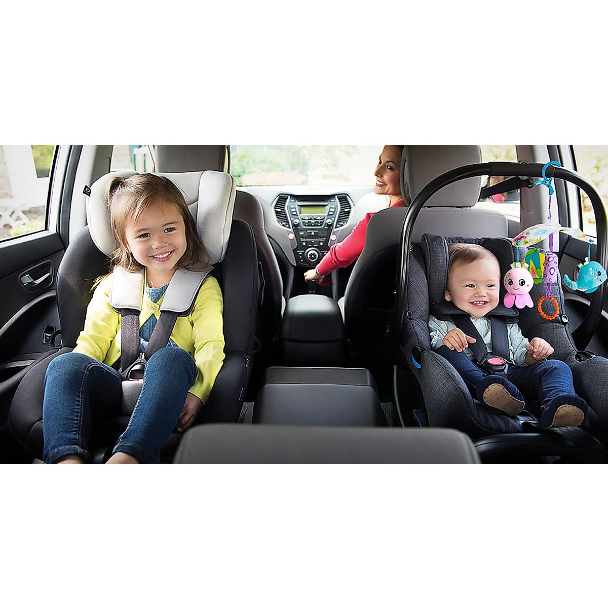 Cute Car Seat Hanging Toys for Baby, C Clip Hanging Ocean Animal Soft Toys with Rattles BB Squeaker Distorting Wind Chime for Boys Girls 0 3 6 12 Months