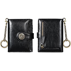 Travelambo Rfid Wallet Women Leather Bifold Compact Small Wallet for Women (Black)