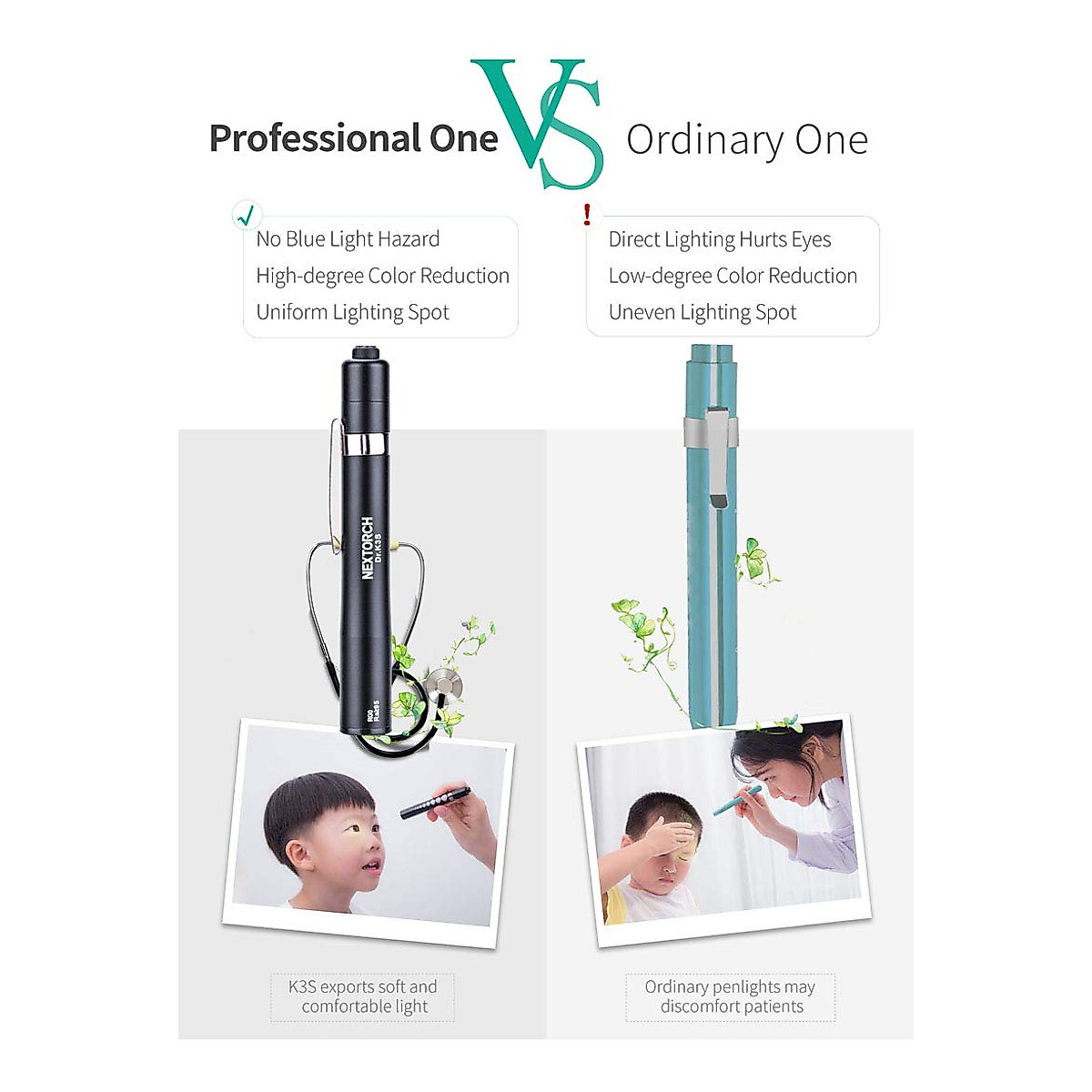 Medical LED Pen Light with Pupil Gauge for Doctor Stethoscope Healthcare Nursing School Students Light with AAA Battery (Yellow)