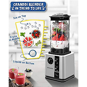 CRANDDI Professional Commercial Blender 1800W, 80oz BPA-Free jar, High-Speed blenders for Shakes and Smoothies, Variable Speed, Self-Cleaning, K95-S