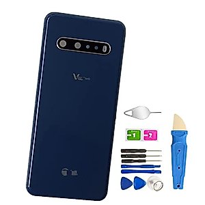 V60 ThinQ Back Glass Replacement with Pre Installed Tape Housing Door Parts for LG V60 ThinQ All Models +Tools (Blue)