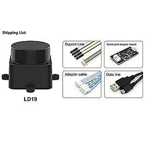 youyeetoo FHL-LD19 Lidar Sensor - 12Meter (39ft) 360° Ranging - Walnut Size, 30K lux Resistant - Provide ROS/ROS2/C/C++ SDK Raspberry Tutorial for Robots Drone SLAM, Lidar Scanner Kit with Adapter