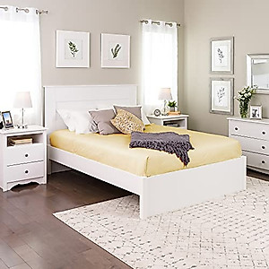 Prepac Select Queen 4-Post Raised Platform Bed with Under Bed Storage Space, Modern Queen Storage Bed 83" D x 63" W x 16" H, White, WBSQ-1302-2K