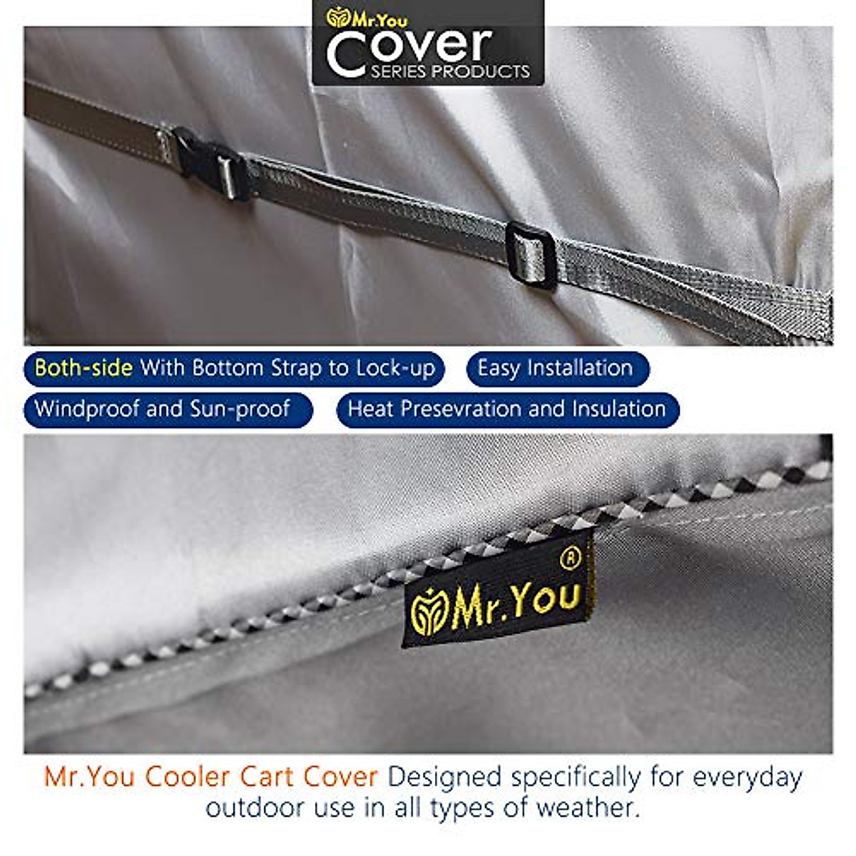Mr.You Cooler Cart Cover - Universal Fit for Most 80-100 QT,Waterproof Thickened Fabric,Rolling Cooler (Patio Cooler,Beverage Cart, Rolling Ice Chest) Protective Cover